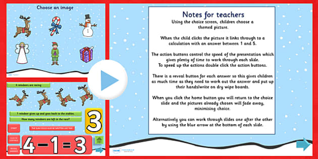 Christmas Themed Subtraction PowerPoint