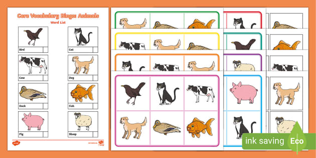Core Vocabulary Bingo: Animals (teacher made) - Twinkl