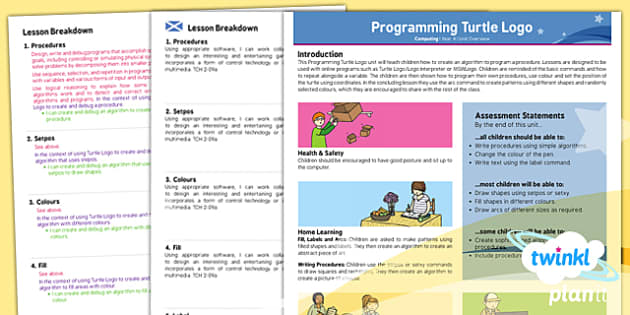 FREE! - Computing: Programming Turtle Logo Year 4 Planning Overview CfE