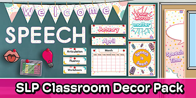 Pastel Polka Dot SLP Classroom Decor Pack