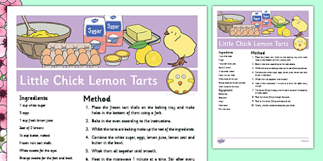 Little Chick Lemon Tarts Recipe (teacher made) - Twinkl