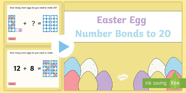 Easter Egg Number Bonds to 20 Number Shapes PowerPoint - Maths