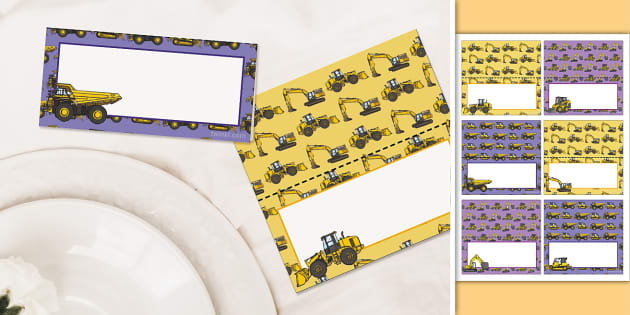 Digger Place Name Cards | Twinkl Party (teacher made)