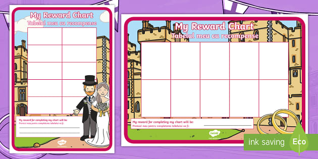 Wedding Ten Frame Sticker Reward Charts - English/Romanian