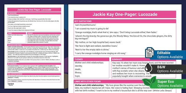 Jackie Kay One-Pager: Lucozade (Teacher-Made) - Twinkl
