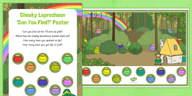 St. Patrick's Day Cheeky Leprechaun Can You Find - Twinkl