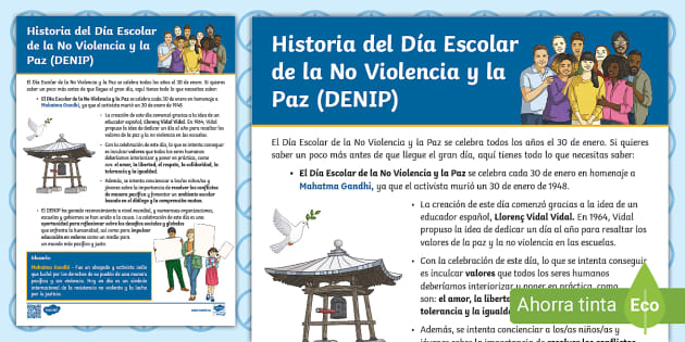Hoja informativa: Historia del Día Escolar de la No Violencia y la Paz