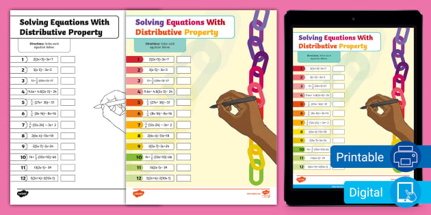 Eighth Grade Solving Equations With Distributive Property Worksheet Eighth Grade Solving Equations With Distributive Property Worksheet