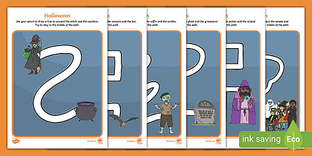 Pencil Control Path Worksheet | Halloween Worksheets