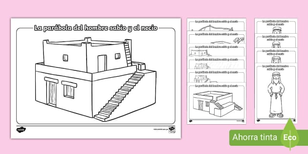 Hoja de colorear: Parábola del hombre sabio y el necio