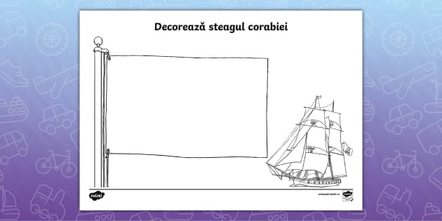 Decorează steagul corabiei – Desen de colorat - Twinkl