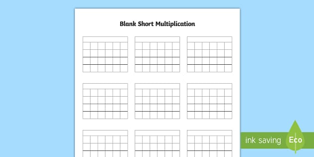 Blank Short Multiplication Worksheet Worksheet Blank Short 