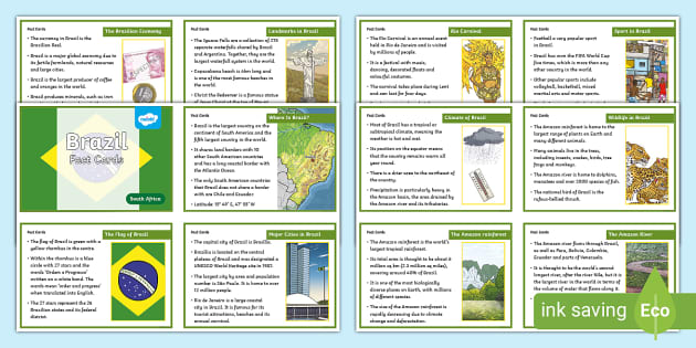 KS2 Brazil Fact Cards - Geography (teacher made) - Twinkl