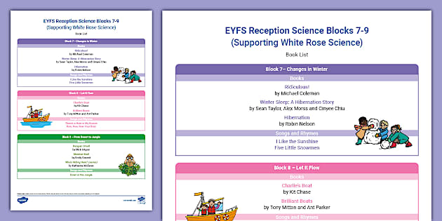 EYFS Science Book List Blocks 7-9 Support White Rose Science