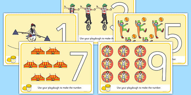 Circus Themed Playdough Number Mats 0-10 (teacher made)
