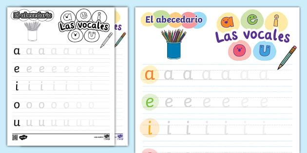 Hoja de Trabajo: Grafomotricidad - Las Vocales - Twinkl