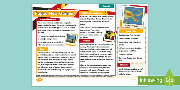 Papua New Guinea Fact File (professor feito) - Twinkl
