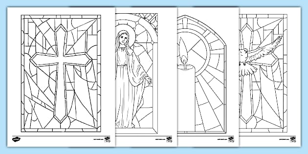 stained glass coloring pages