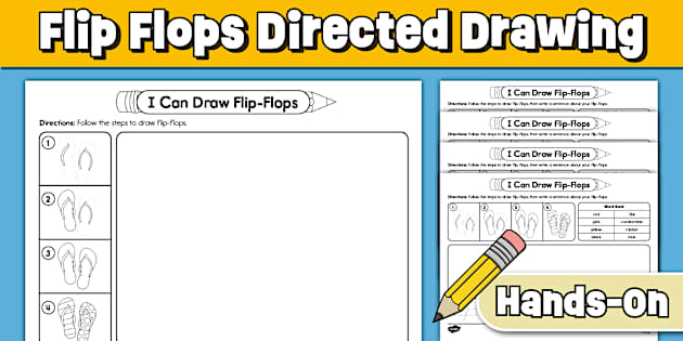 Flip Flops Directed Drawing | Printable Draw and Write Worksheets