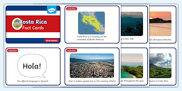KS1 Costa Rica Fact Cards (teacher made) - Twinkl