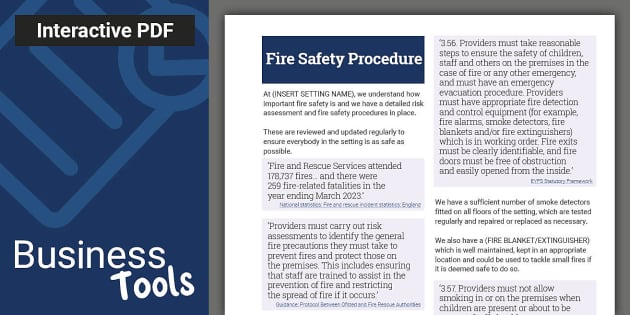 Fire Safety Procedure for Childminders (Teacher-Made)