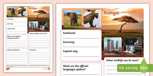 Kenya Fact File template,Kenya (teacher made) - Twinkl