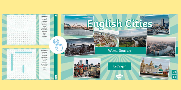 English Cities Interactive Word Search