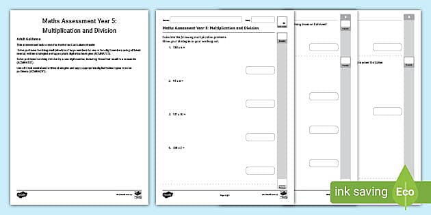 Maths Assessment Year 5: Multiplication and Division