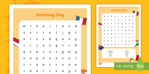Year Two Harmony Day Nationalities Word Search - Twinkl