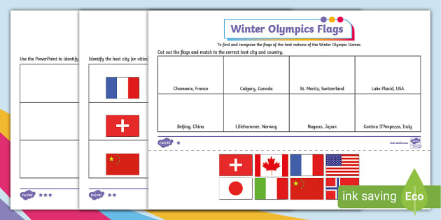Winter Olympics Host Nation Flags Worksheet / Worksheet