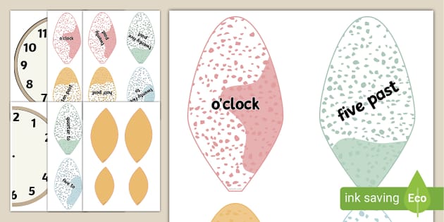 👉 Speckled Pastel-Themed Analogue Clock Flower Labels Cut-Outs 👉 Speckled Pastel-Themed Analogue Clock Flower Labels Cut-Outs