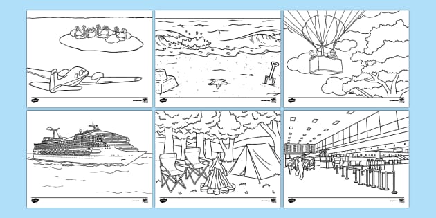 kids vacation coloring pages