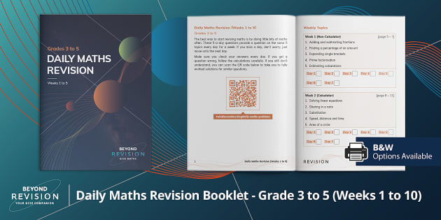 👉 Daily Maths Revision Booklet - Grade 3 to 5 (Weeks 1 to 10)