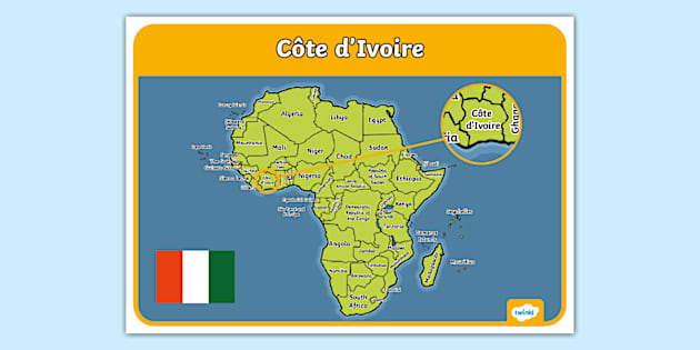 Map of Côte d'Ivoire Display Poster (teacher made) - Twinkl