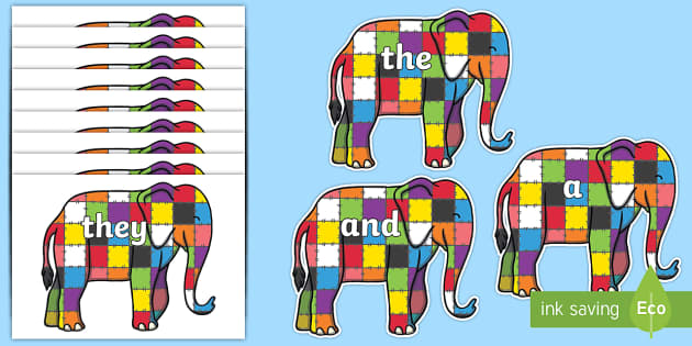 100 High Frequency Words on Elmer to Support Teaching on Elmer