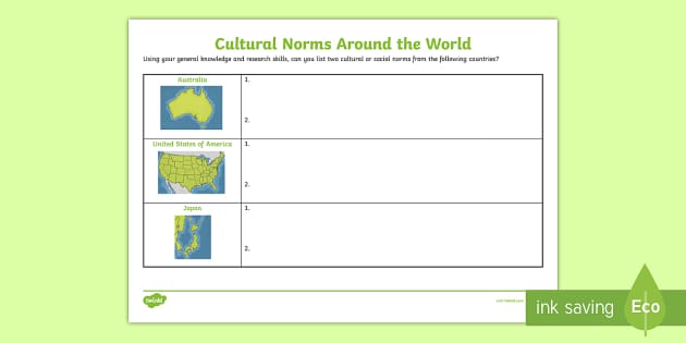 Cultural Norms Around the World Worksheet (teacher made)