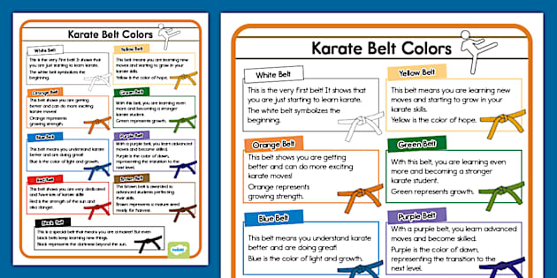 Karate Belt Colors Poster - Twinkl