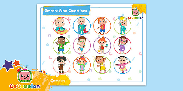 FREE CoComelon: Who Questions Smash Mat (teacher made)