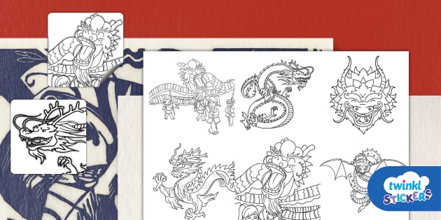Dragon Dance - Mindfulness Colouring Stickers - Twinkl