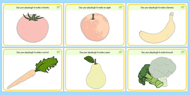 Fruit and Vegetable Playdough Mats (teacher made) - Twinkl