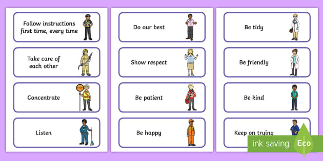 People Who Help Us-Themed Class Charter Cards (teacher made)