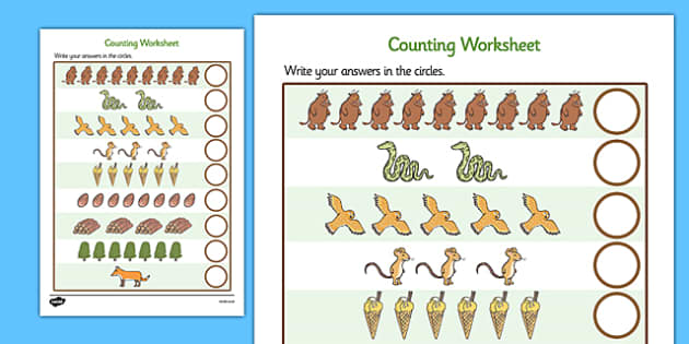 The Gruffalo Counting Sheet - the gruffalo, one to one, 1-1