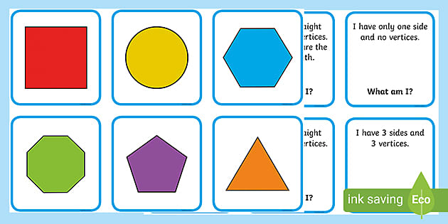 2D Shapes What Am I Description Matching Cards