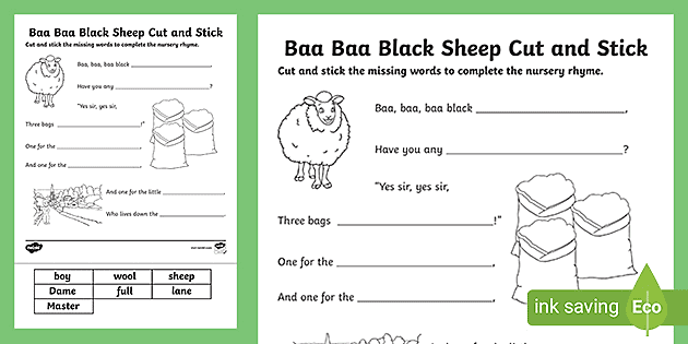 Baa Baa Black Sheep Printable: Free Reading Fiction, 47% OFF