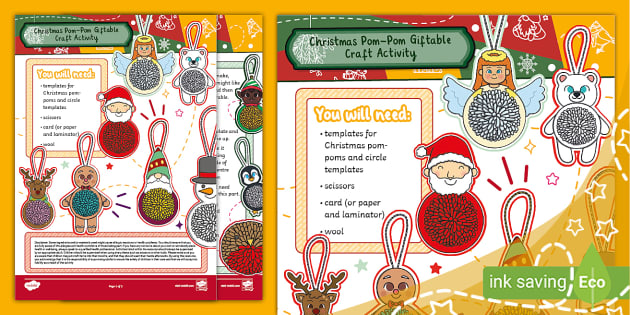 Christmas Pom-Pom Giftable Craft Activity (teacher made)