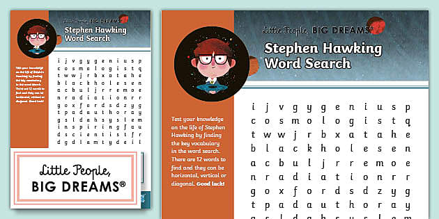 FREE! - Little People Big Dreams: Stephen Hawking Word Search