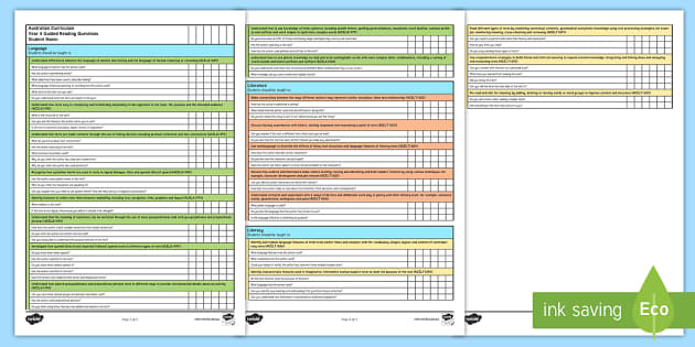 Year 4 Guided Reading Assessment Guidelines Checklist