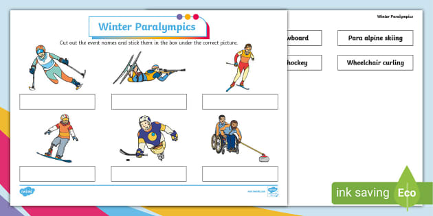 Winter Paralympics Events Matching SEN Worksheet - Twinkl