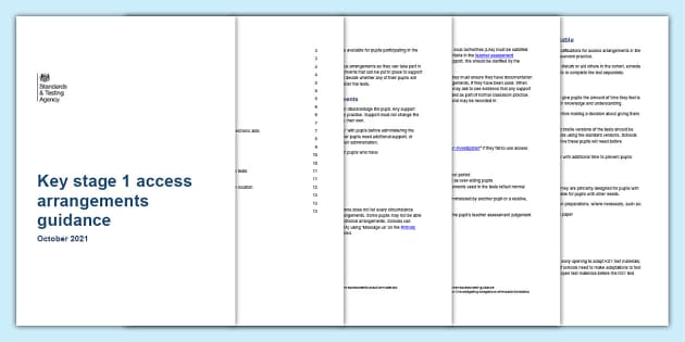 Key Stage 1 SATs Access Arrangements Guidance | Gov Resource
