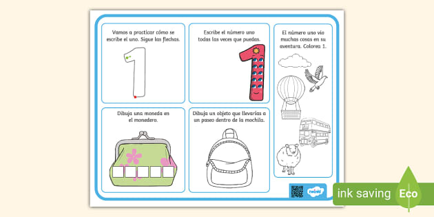 Hoja de Trabajo: Las Aventuras del Número Uno - Twinkl